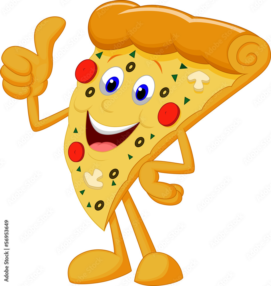Happy pizza cartoon with thumb up Stock Vector | Adobe Stock