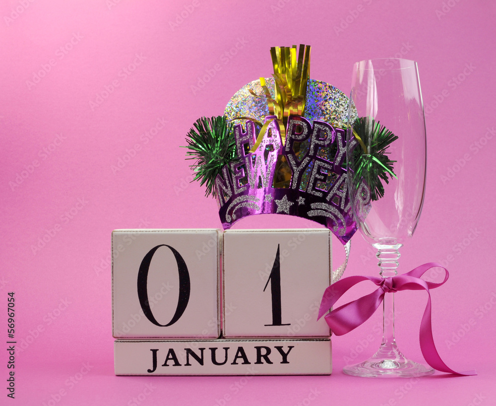 Pink theme Save the date calendar for New Years Day Stock Photo | Adobe ...