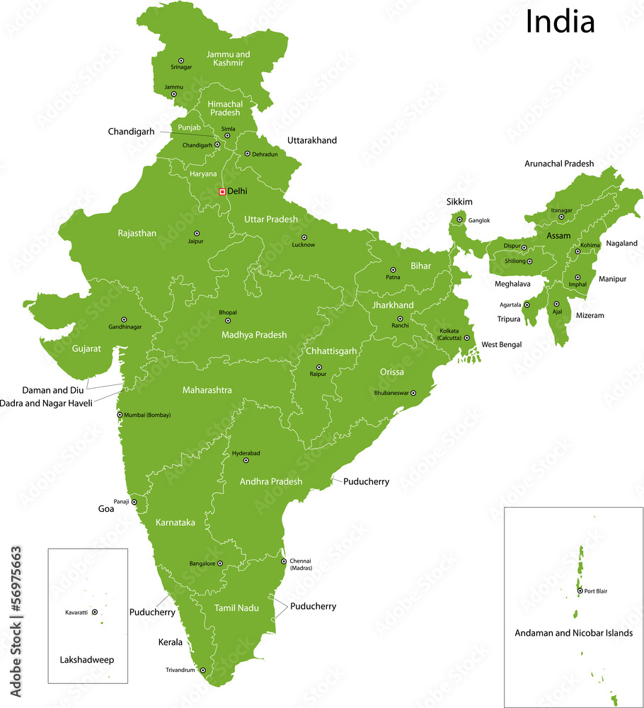 Green India map Stock Vector | Adobe Stock