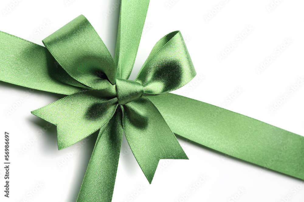 Green ribbon bow Stock Photo | Adobe Stock