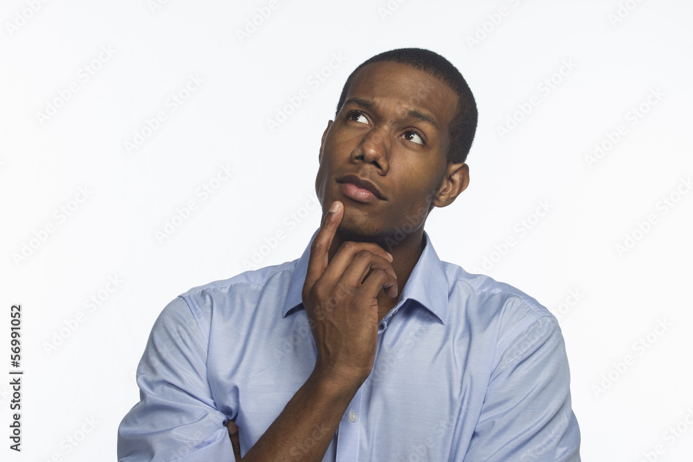 African American man thinking and looking up, horizontal Stock Photo ... African American man thinking and looking up, horizontal Stock Photo ...