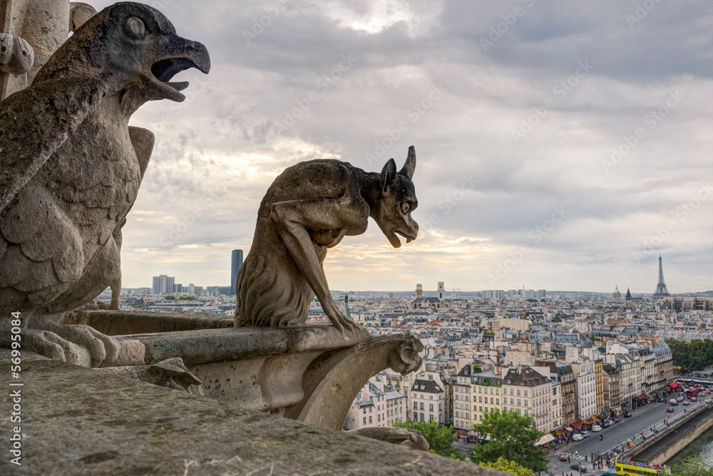 Chimera (gargoyles) of Notre Dame de Paris cathedral, France Stock ...