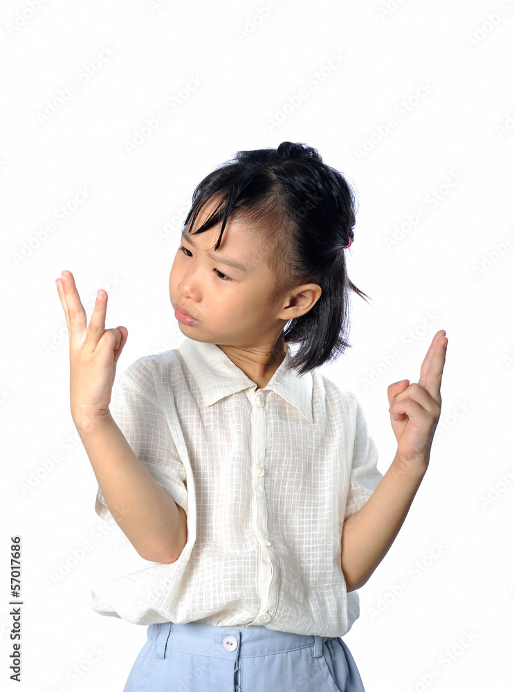 Confused little asian child do not know answer of math Stock Photo ...