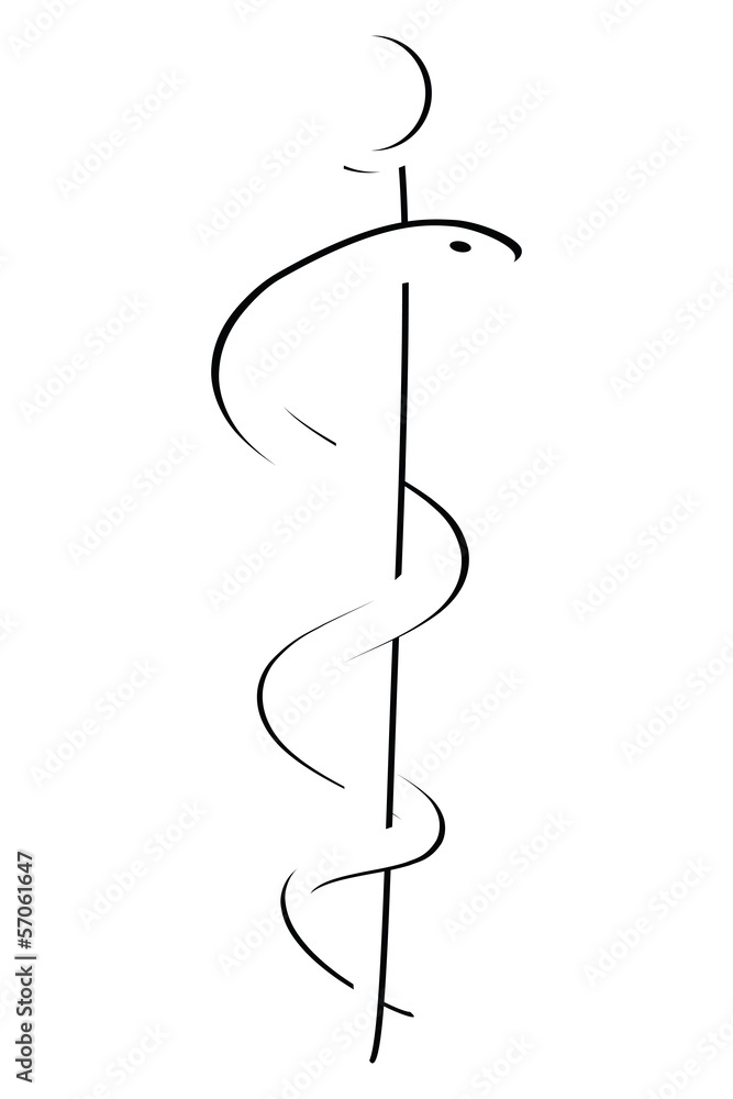 Medical symbol caduceus snake with stick Stock Vector | Adobe Stock
