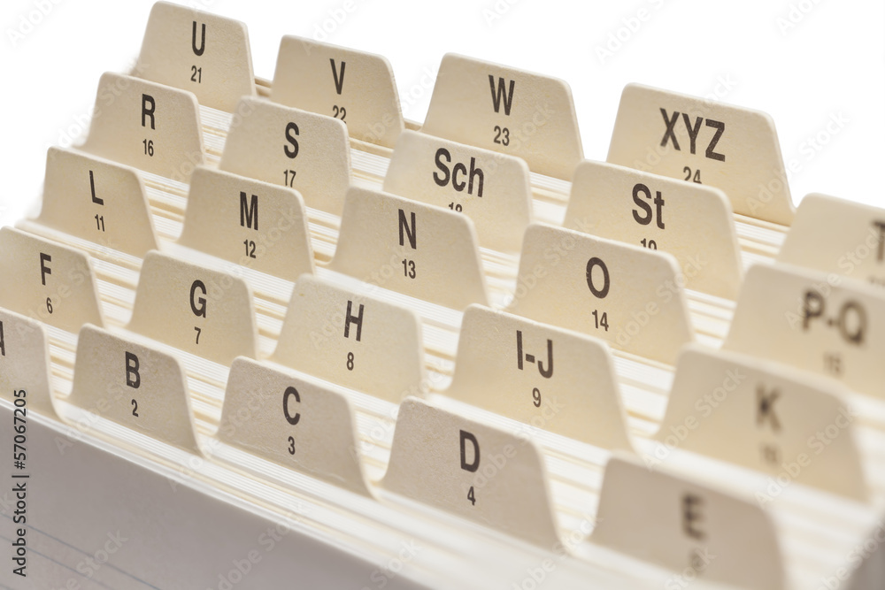Alphabetisches Register, Kartei Stock-Foto | Adobe Stock