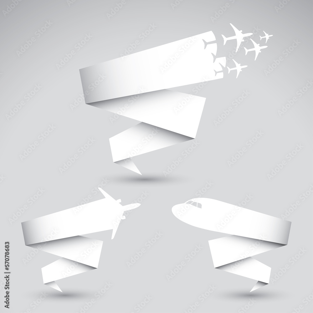 Paper airplane banners Stock Vector | Adobe Stock