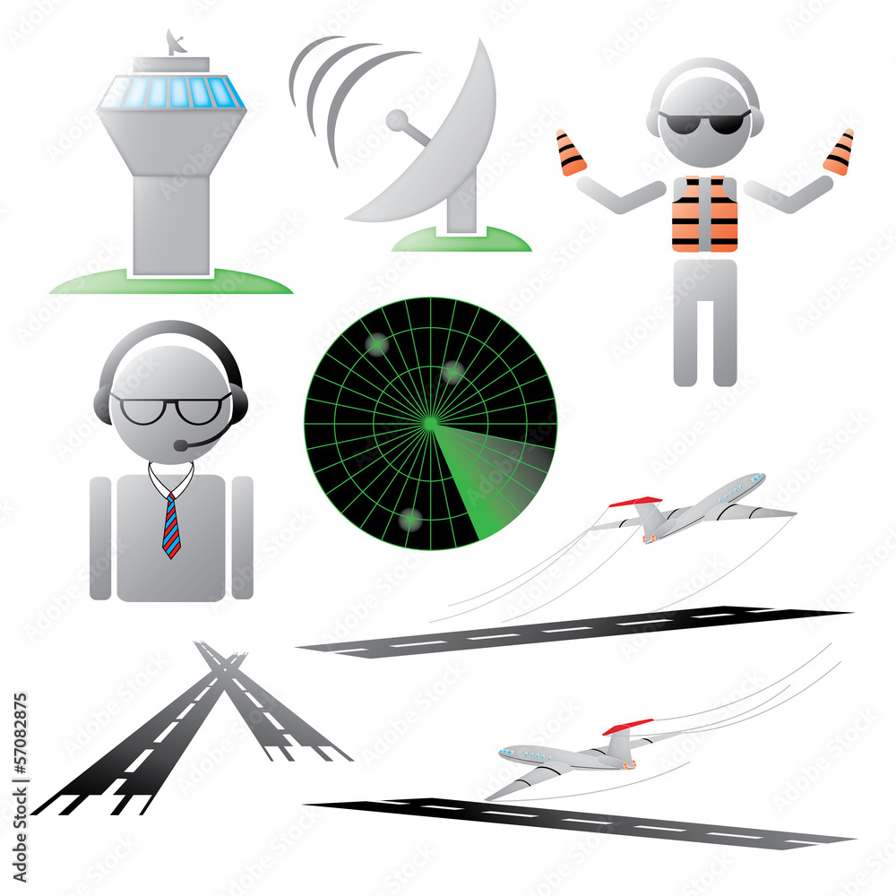 Air Traffic Icon Collection Stock Vector | Adobe Stock
