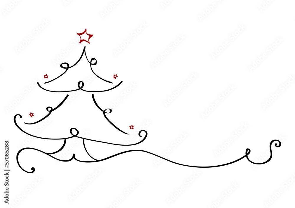 Christbaum Zeichnung Stock-Vektorgrafik | Adobe Stock