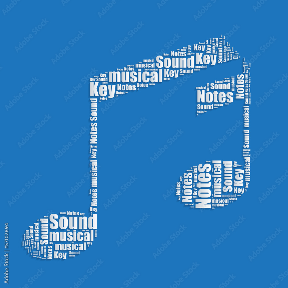 Music notes Word cloud typography text word art vector illustrat Stock ...