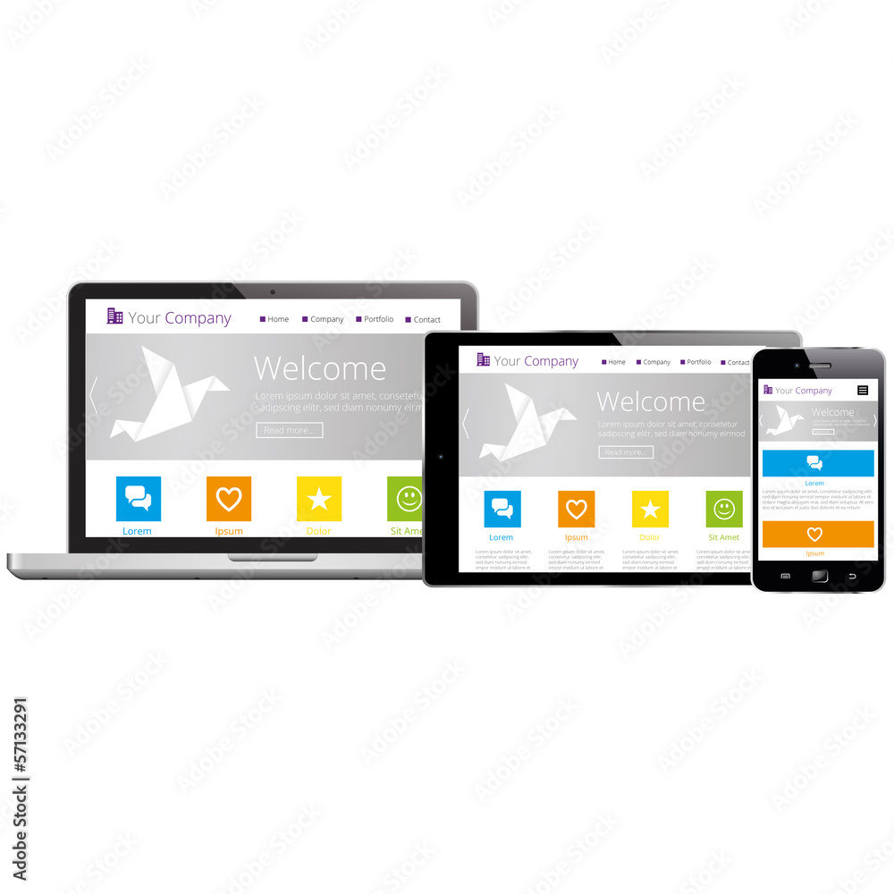 Responsive Design - Computer, Laptop, Tablet, Smartphone Stock ...