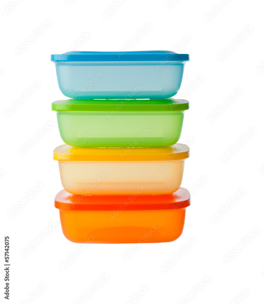 stack of plastic box package isolated on white background Stock Photo ...