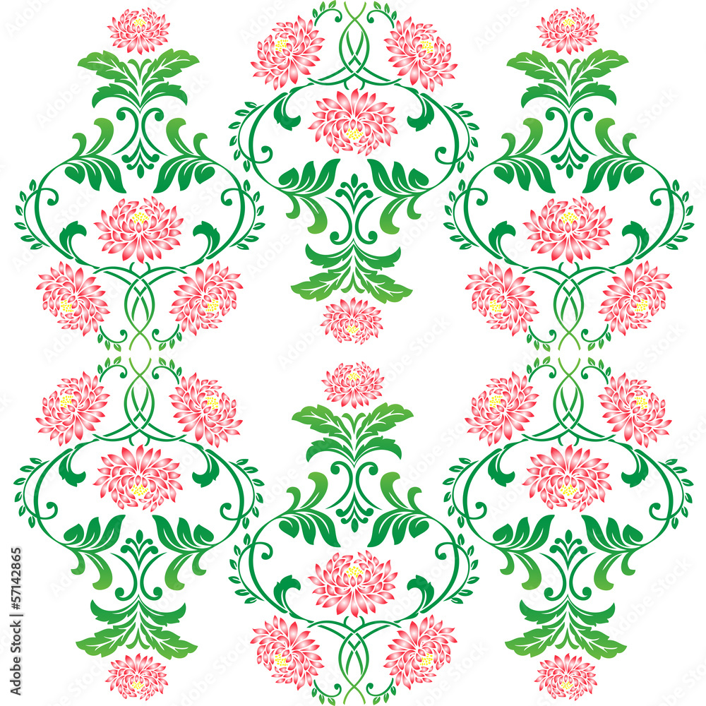 Seamless flower pattern on white background Stock Vector | Adobe Stock