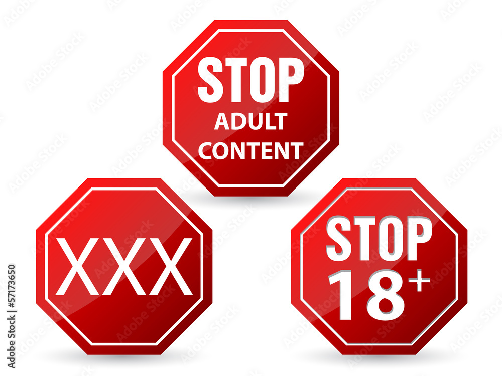 Stop sign with adult content warnings Stock Vector | Adobe Stock