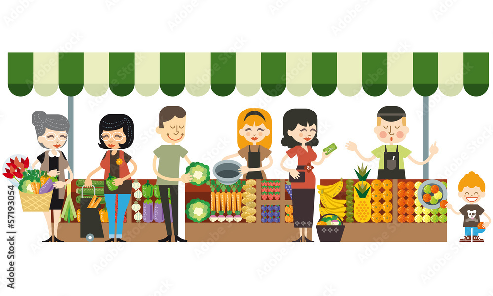 Primeur au marché vector de Stock | Adobe Stock