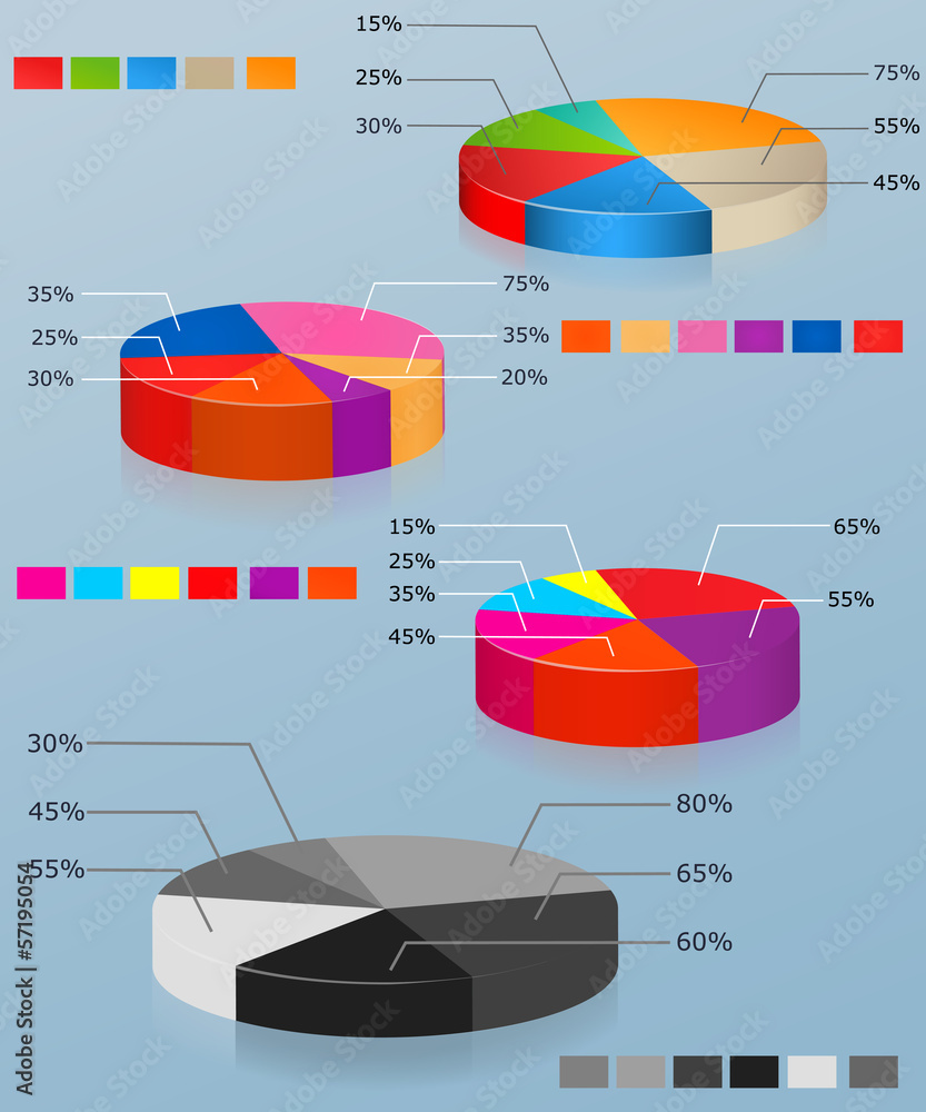 Pie charts. Set of of multi-colored pie chart. Business infograp Stock ...