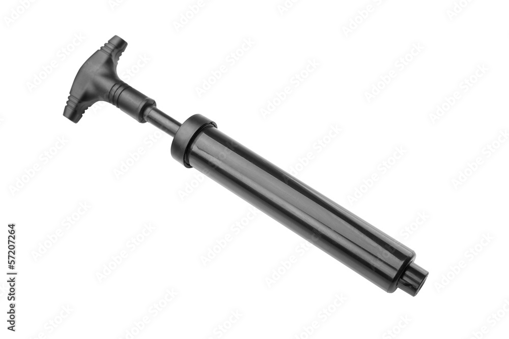 The new hand pump for the sport. On a white background, close-up Stock ...