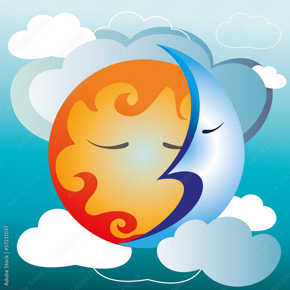 The vector image of the sun and the moon Stock Vector | Adobe Stock