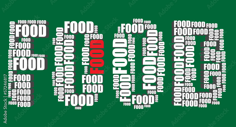 food typography 3d text word food art vector illustration word c Stock ...
