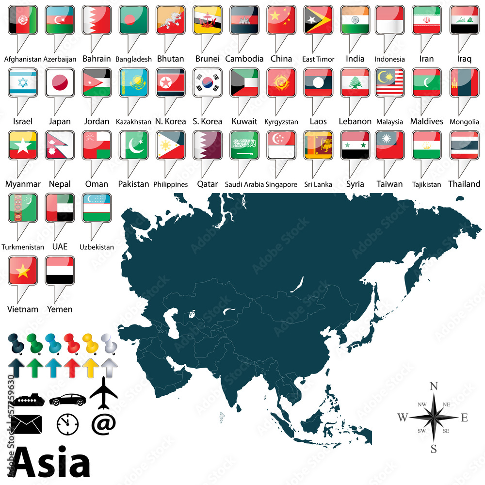 Political map of Asia Stock Vector | Adobe Stock