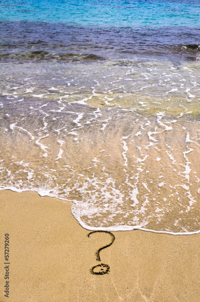 question mark sign in sand beach Stock Photo | Adobe Stock