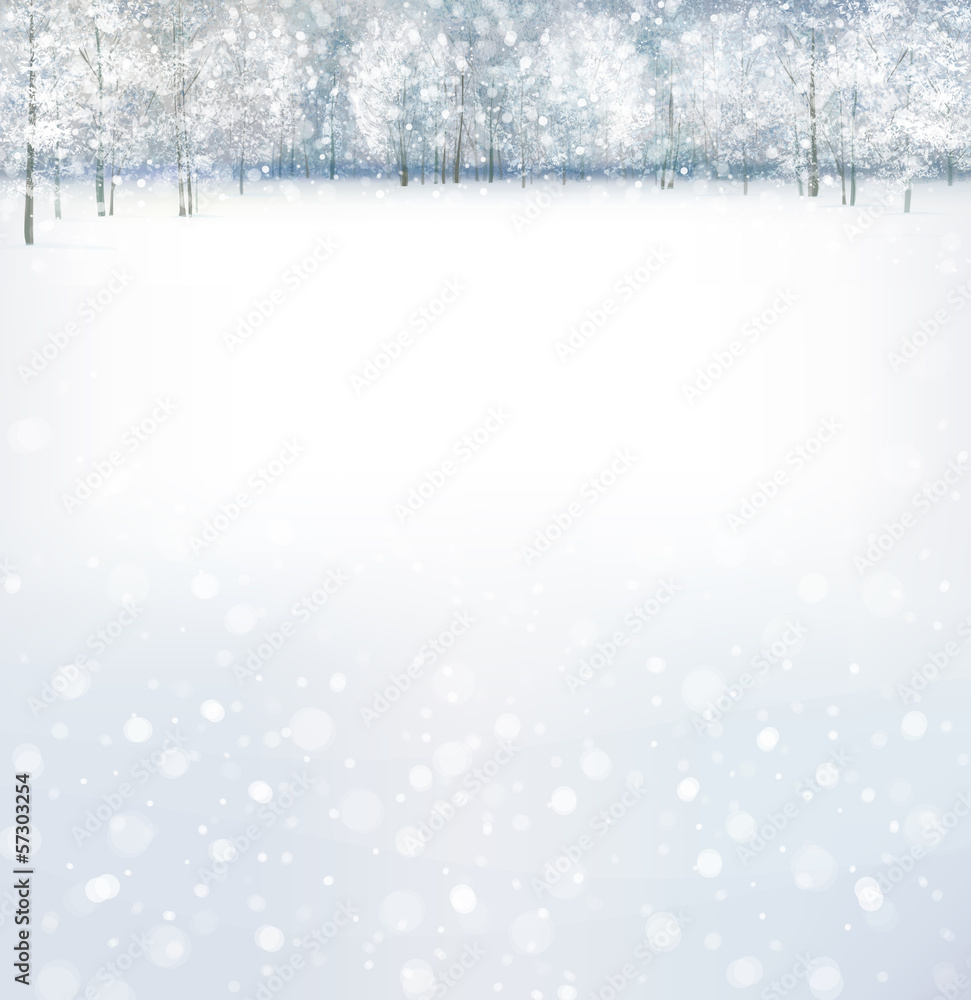 Vector of winter scene with forest background. Stock Vector | Adobe Stock