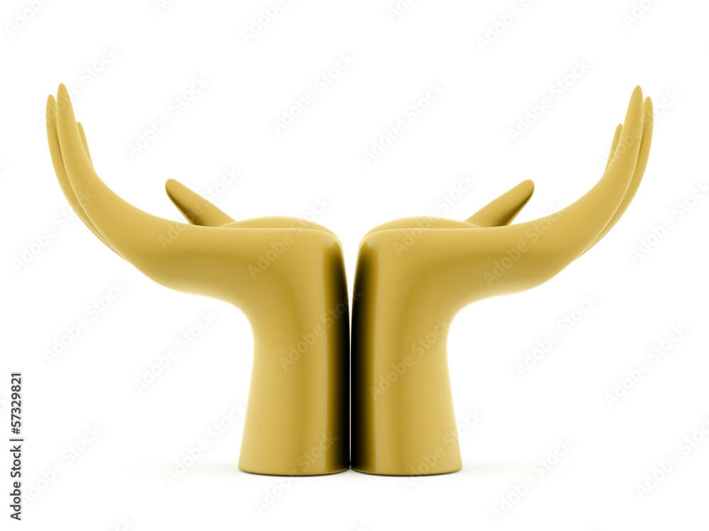 Two gold hands rendered isolated Stock Illustration | Adobe Stock