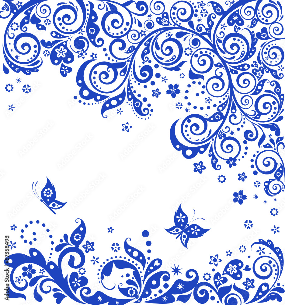 Vintage blue floral background Stock Vector | Adobe Stock