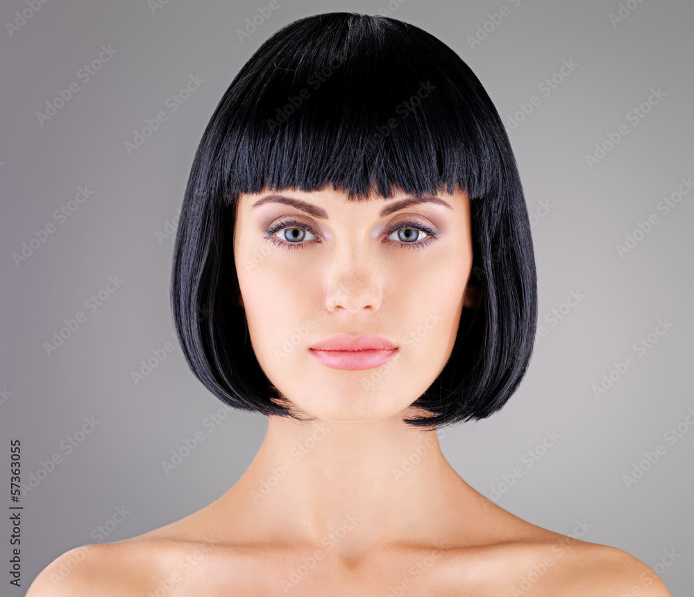 Beautiful woman with shot hairstyle Stock Photo | Adobe Stock