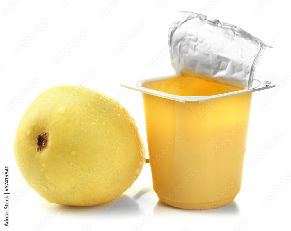 Tasty yogurt in open plastic cup isolated on white Stock Photo | Adobe ...