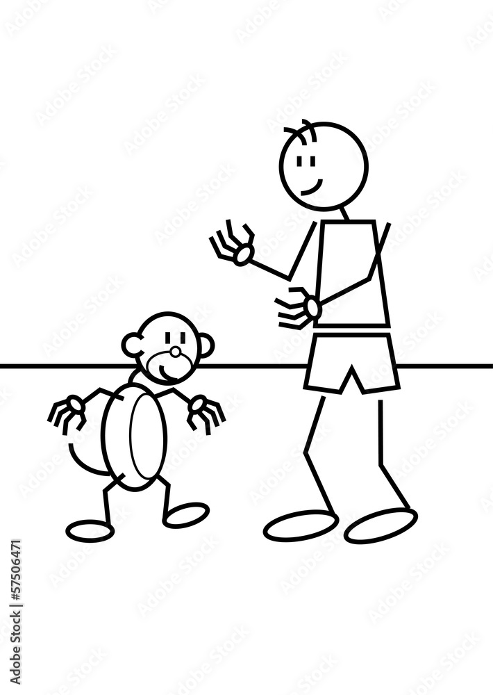 stick figure monkey Stock Vector | Adobe Stock