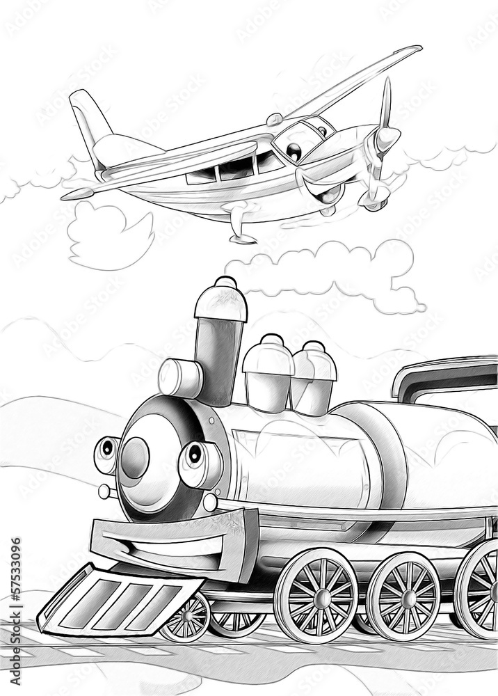 Machines - artistic coloring page - cartoon style Stock Illustration ...