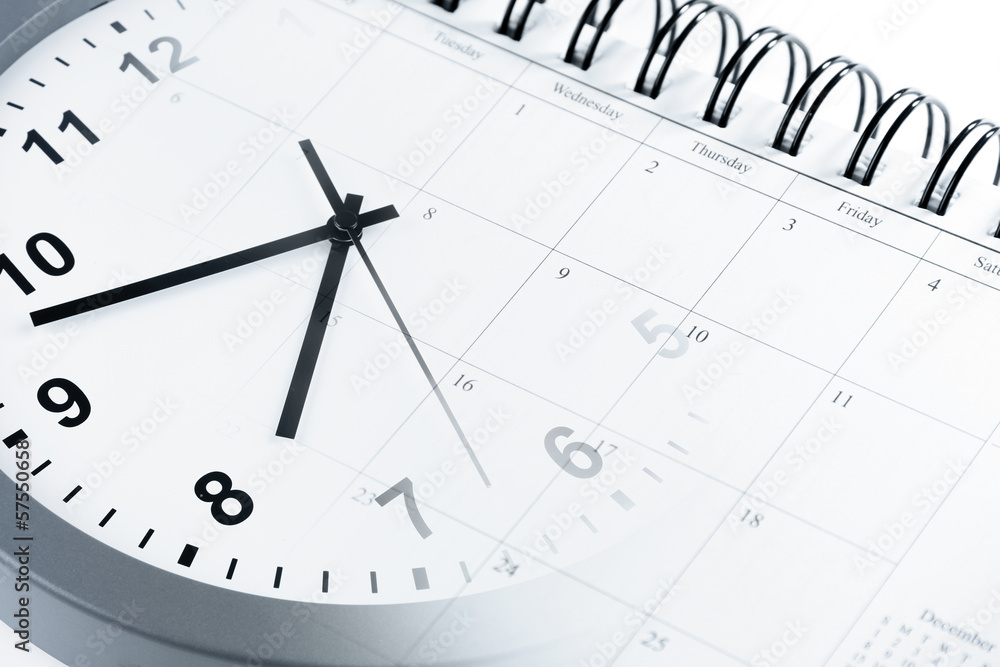 Time management clock and calendar Stock Photo | Adobe Stock