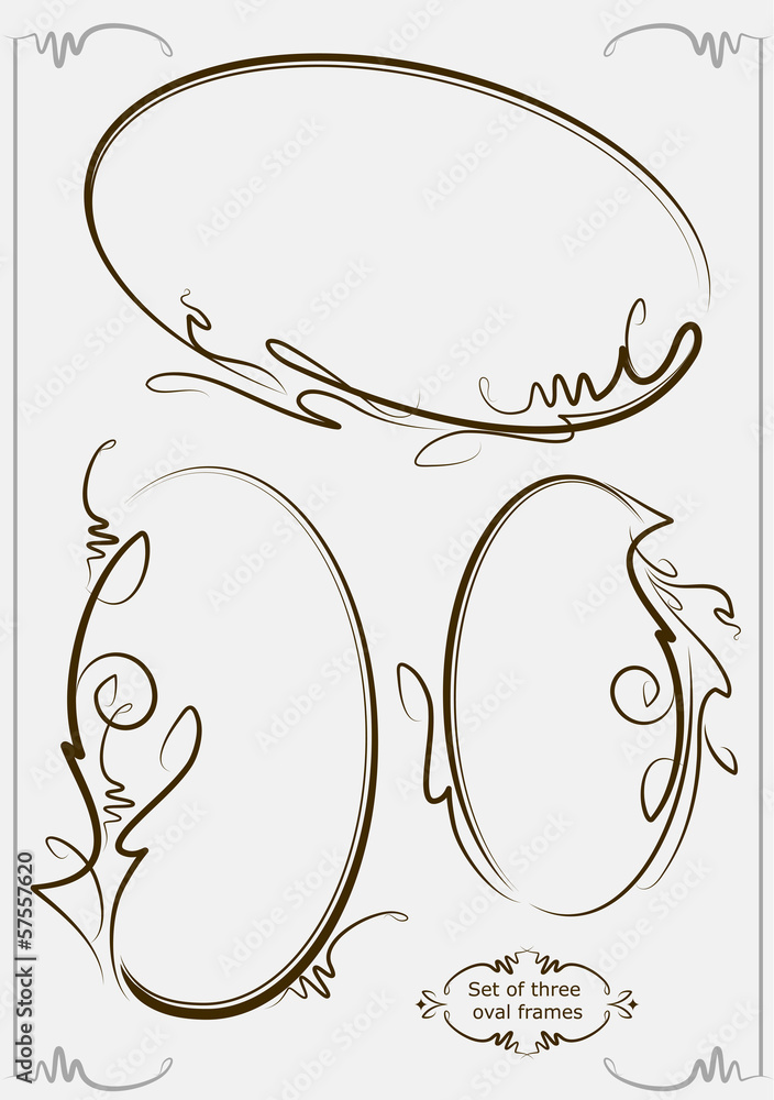 Beautiful collection of oval frames. Vector Stock Vector | Adobe Stock