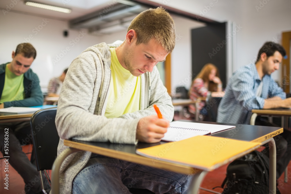 Students writing notes in the classroom Stock Photo | Adobe Stock