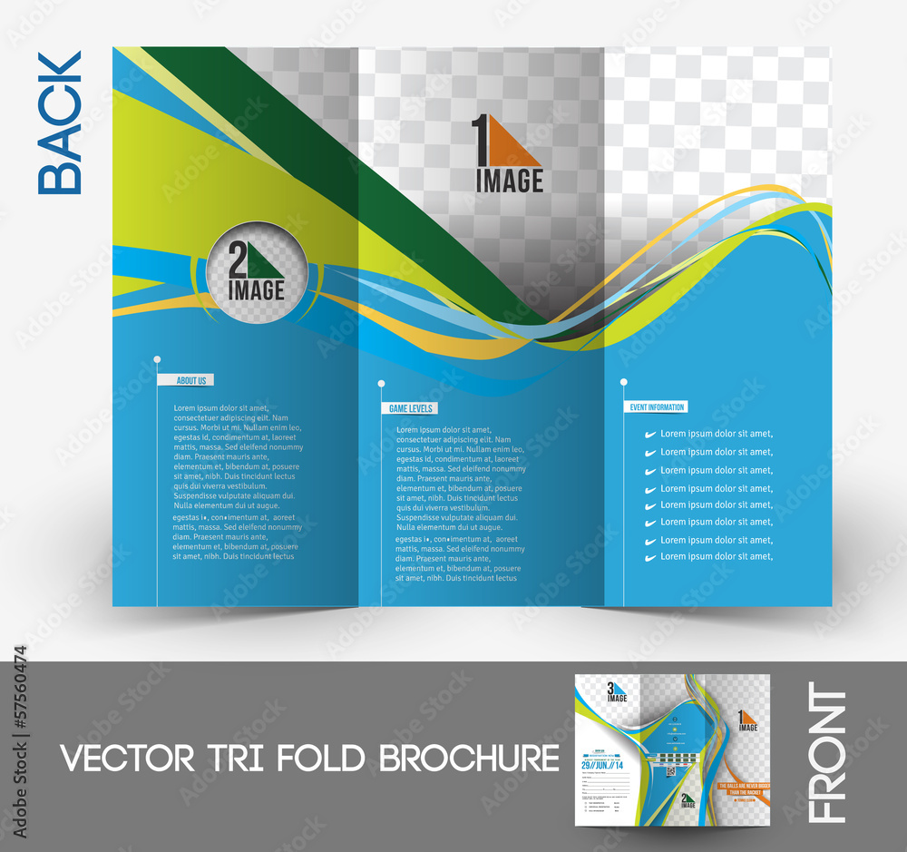 Tennis Competition Tri-Fold Brochure Mock up Design Stock Vector ...