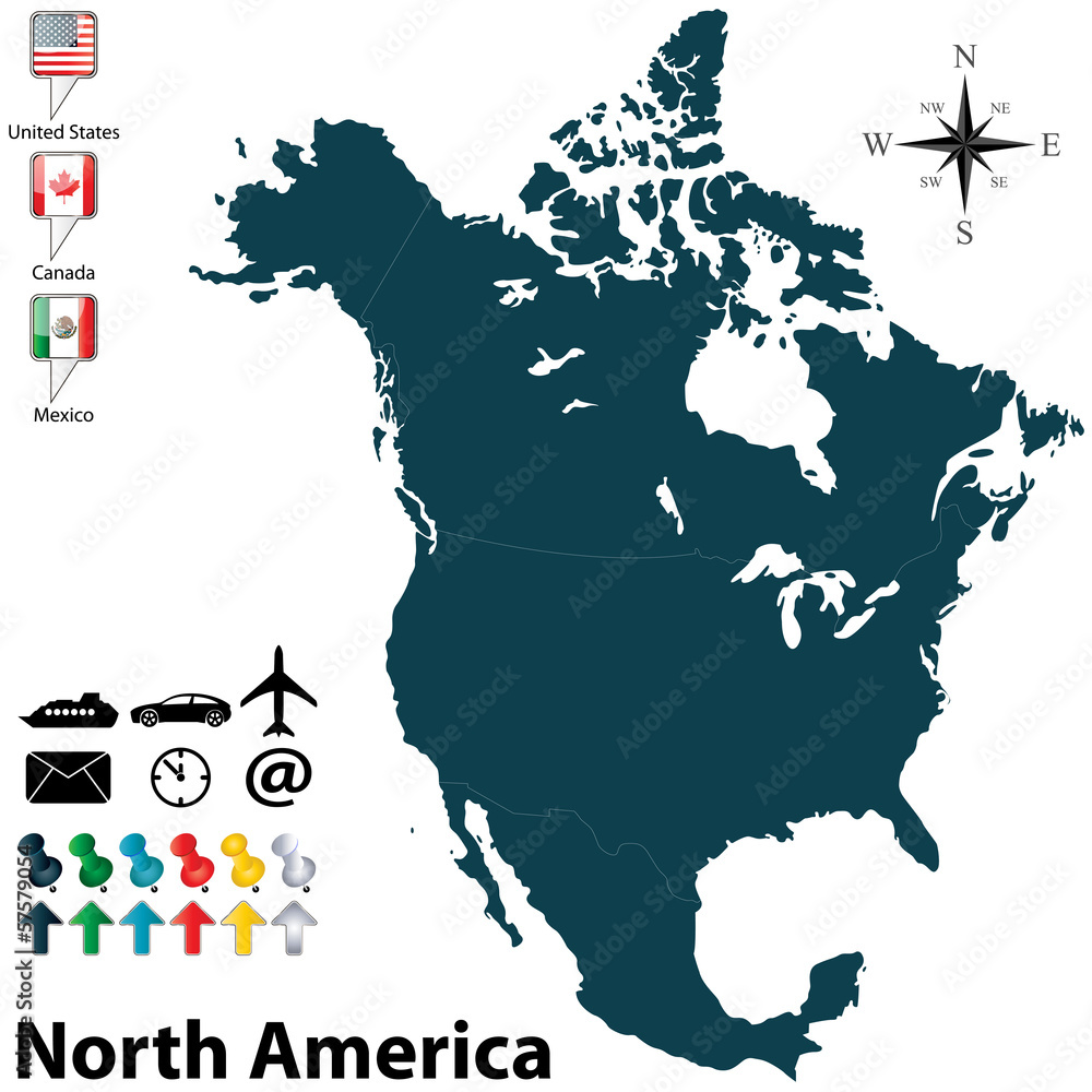 Political map of North America Stock Vector | Adobe Stock