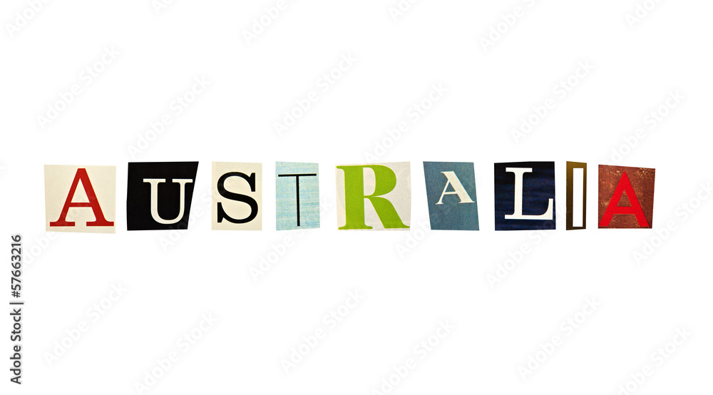 Australia word formed with magazine letters Stock Photo | Adobe Stock