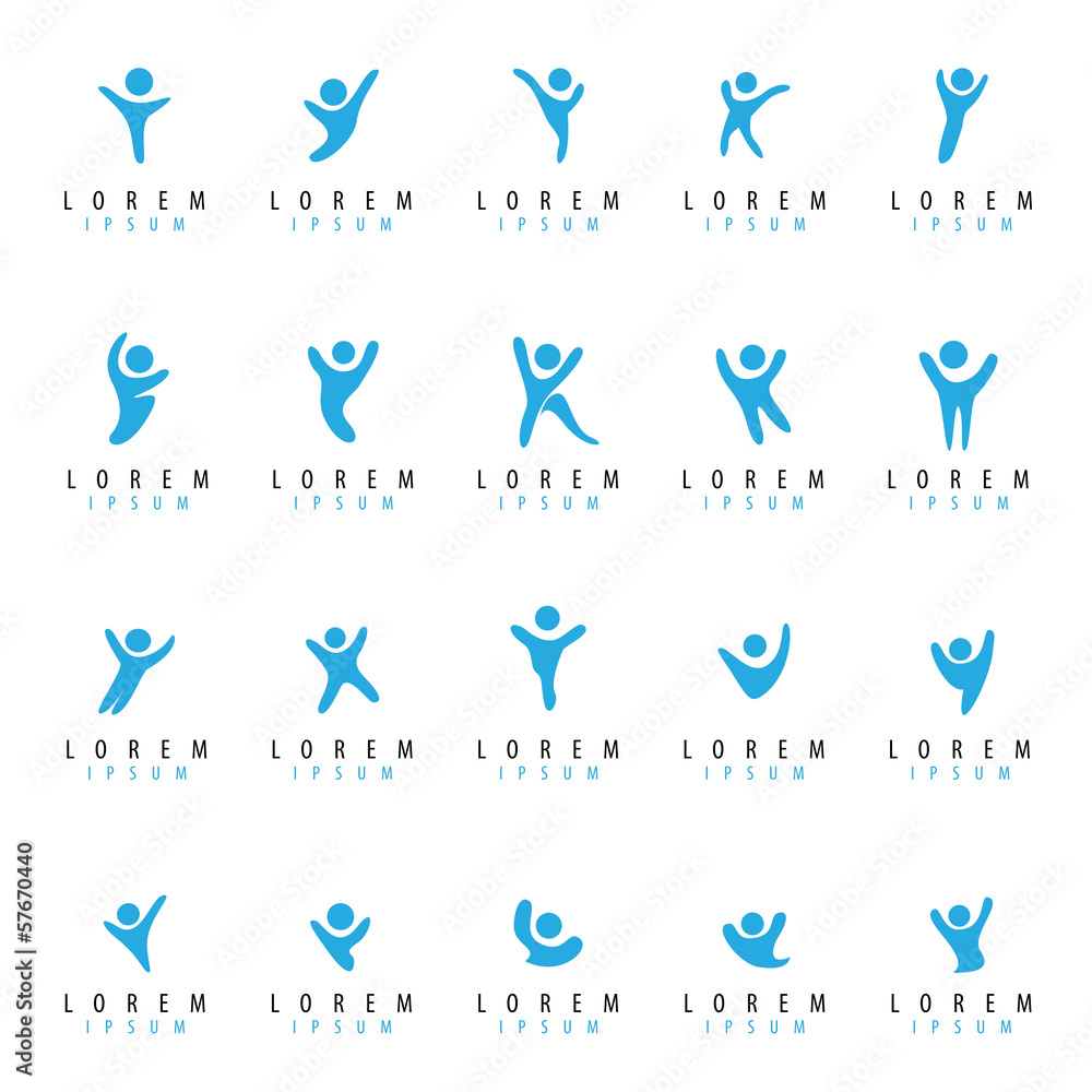 Abstract Human Symbols Set. Success, Celebration, Achievement Stock ...