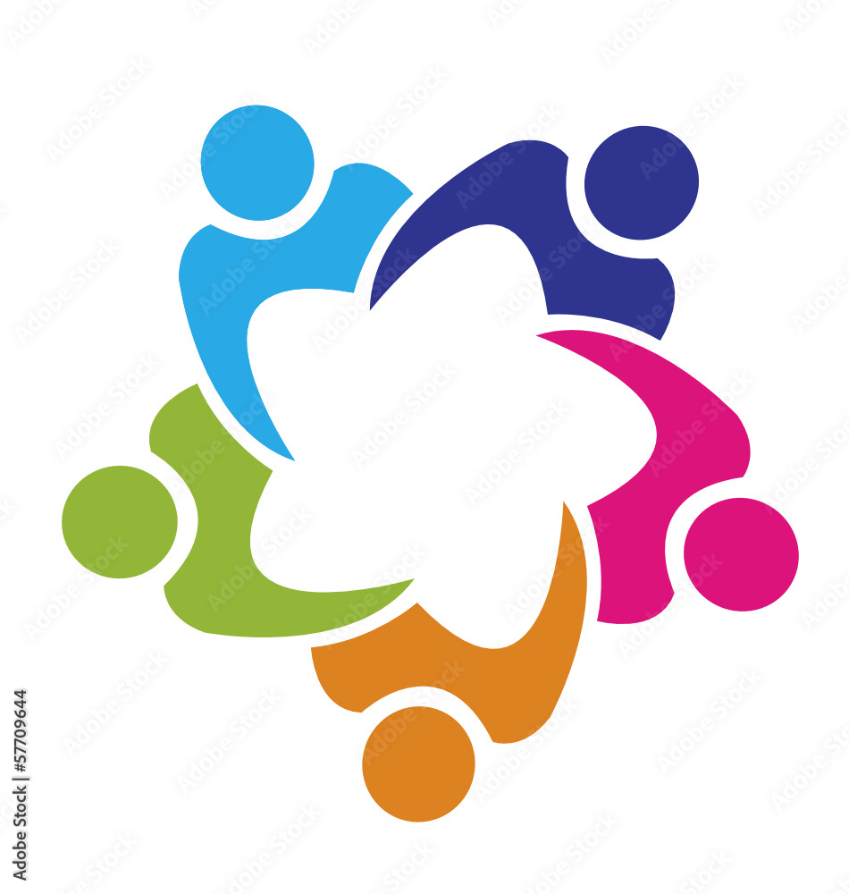 Teamwork union 5 people logo vector Stock Vector | Adobe Stock