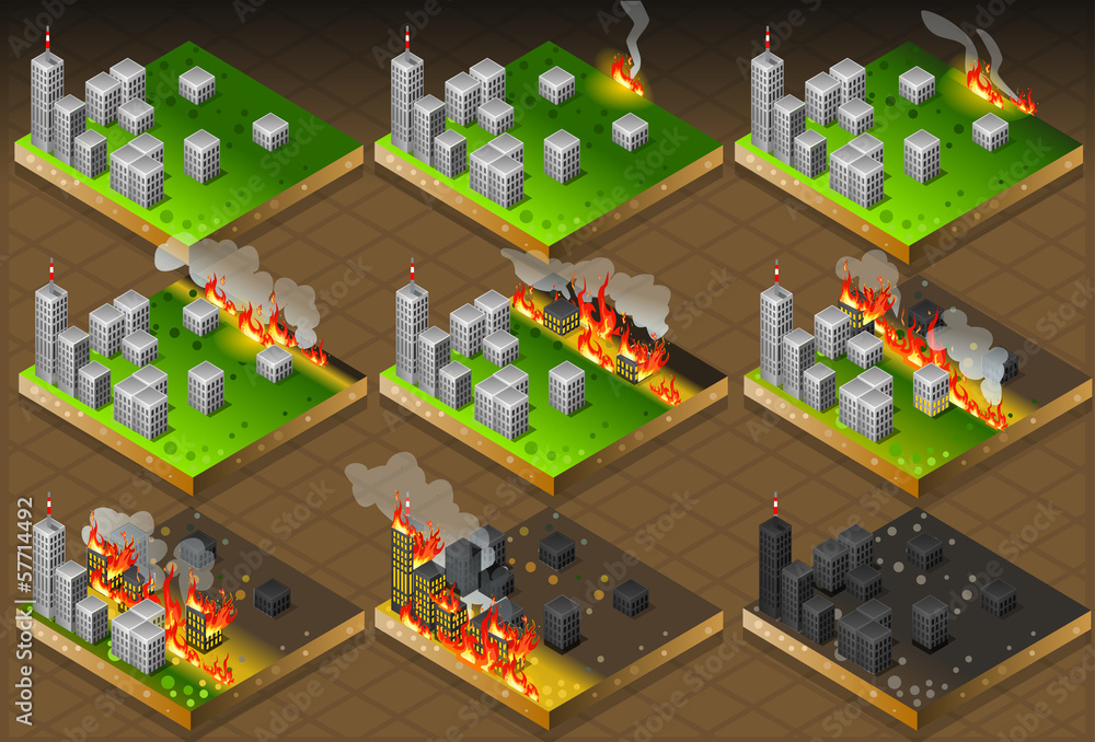 Isometric Fire Disaster Classifications Scale Stock Vector | Adobe Stock