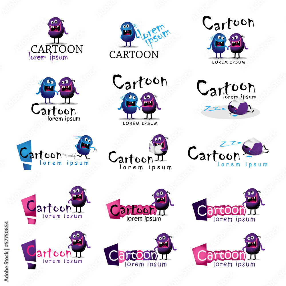 Cartoon Icons Set - Isolated On White Background - Vector Stock Vector ...