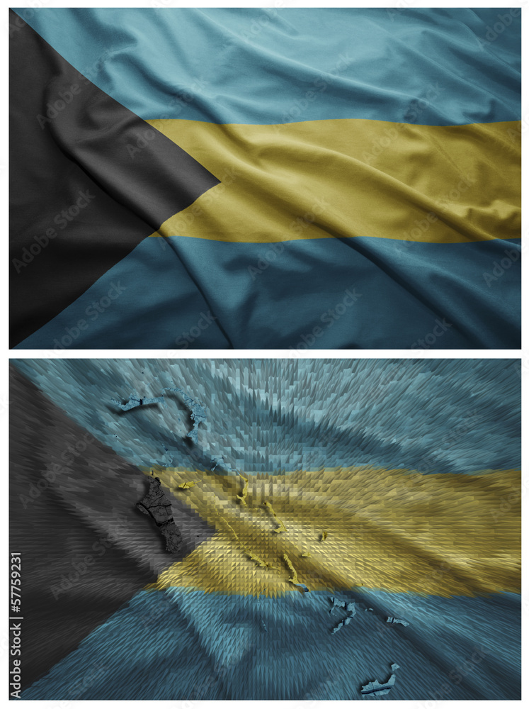 Bahamas flag and map collage Stock Photo | Adobe Stock
