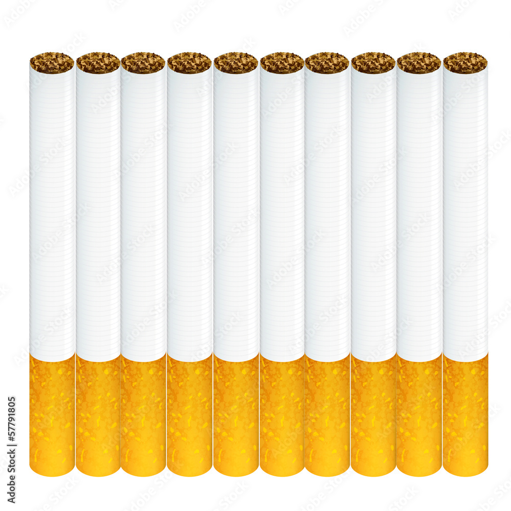 Group of cigarettes isolated over white background Stock Illustration ...