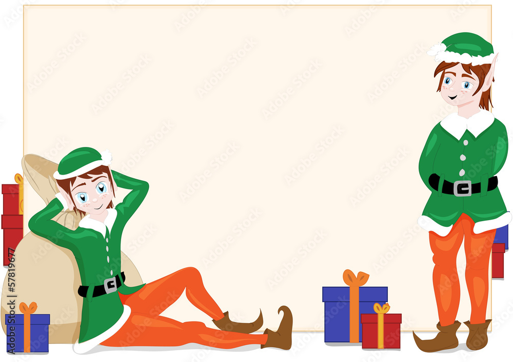 Bigliettino Elfi sfondo bianco Stock Vector | Adobe Stock