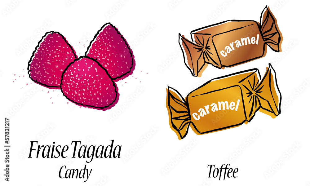 Vecteur Stock Caramel Fraises Tagada | Adobe Stock