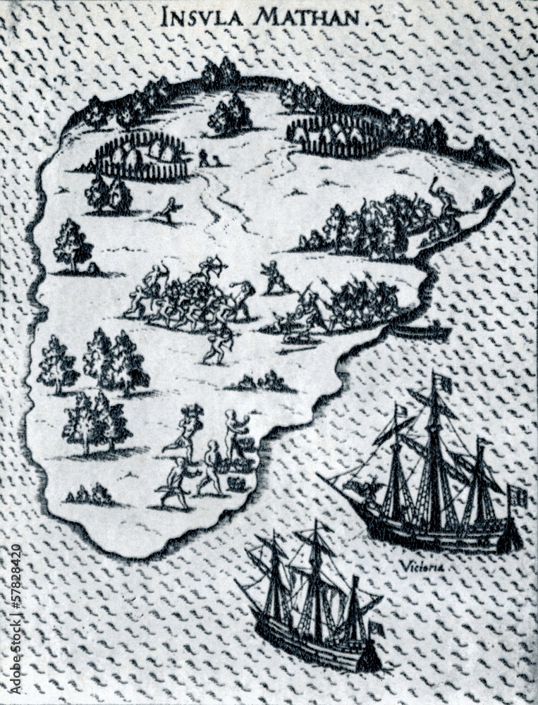 Death of Magellan on the Philippine island of Mactan (1626) Stock Photo ...