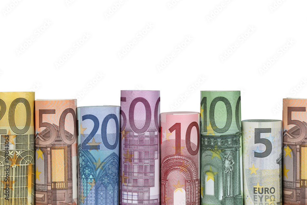 Euro Scheine in einer Reihe Stock Photo | Adobe Stock
