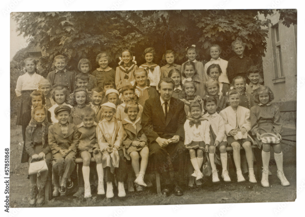 Classmates - circa 1950 Stock Photo | Adobe Stock