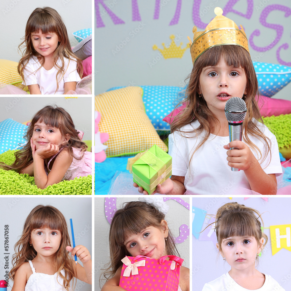 Collage of cute little girl Stock Photo | Adobe Stock
