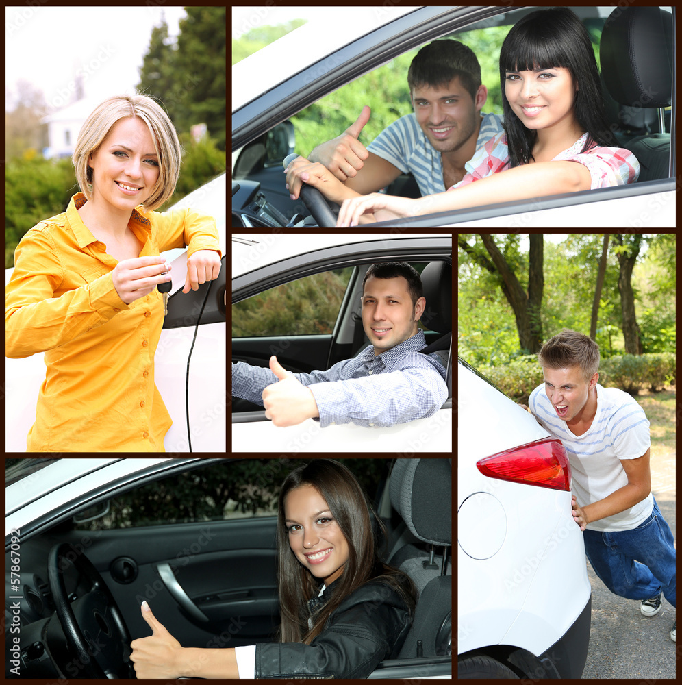 Car driving collage Stock Photo | Adobe Stock